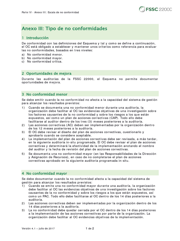 Annex 3 Part 4 Tipo De No Conformidades Pdf Auditoría 5888