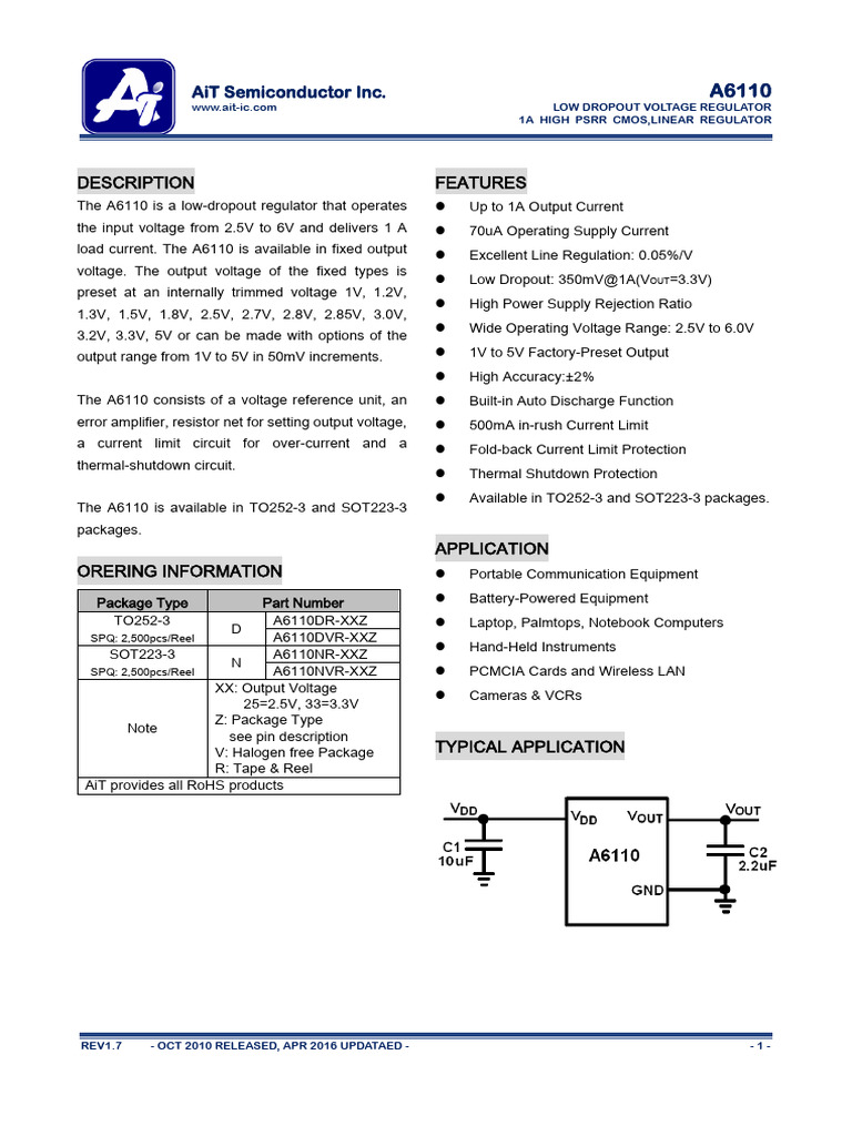 A6110 说明书 | PDF | Cmos | Electrical Circuits