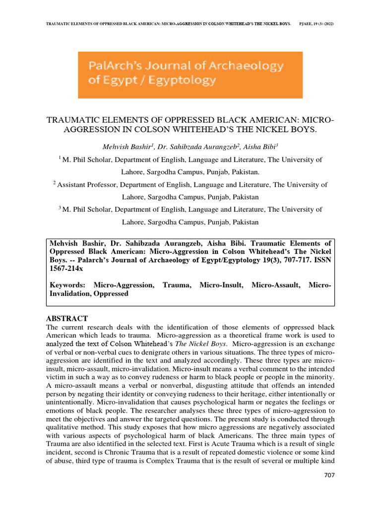 Micro-Aggression in The Nickel Boys | PDF | Psychological Trauma | Racism