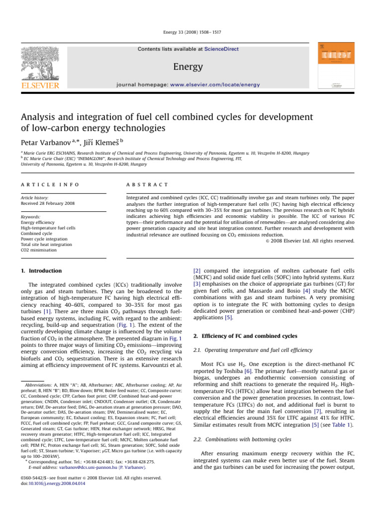 Analysis and Integration of Fuel Cell Co | PDF | Cogeneration | Fuel Cell