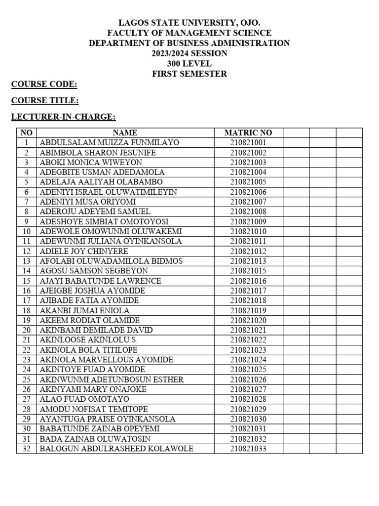 Lagos State University 300 Level Students | PDF