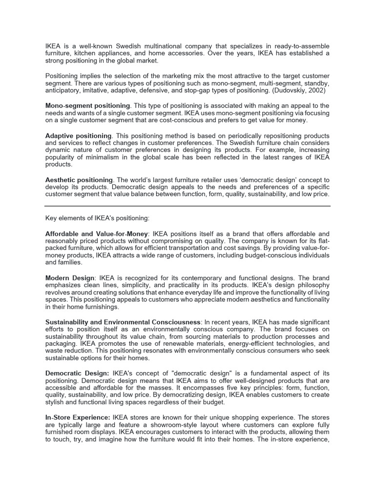 Positioning - Ikea | Download Free PDF | Brand | Sustainability