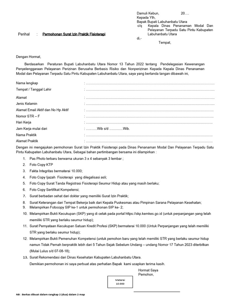 18 - Formulir SIP - Fisioterapi | PDF