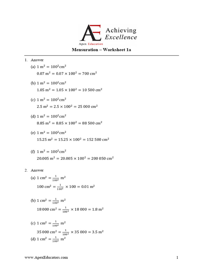 18B Mensuration Answers | PDF | Area | Volume