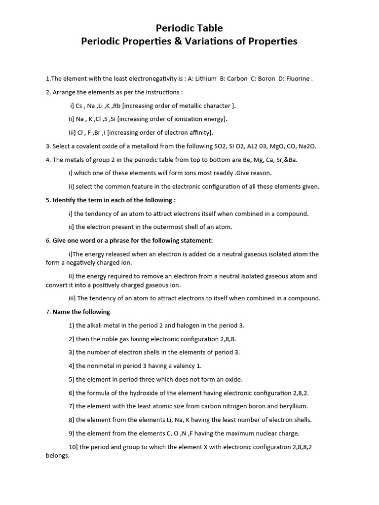 Chapter 1 Chemistry Pdf Periodic Table Chemical Elements