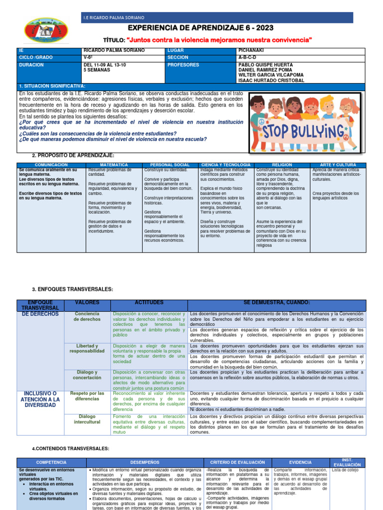 Experiencia de Aprendizaje 6 | PDF | División (Matemáticas) | Números