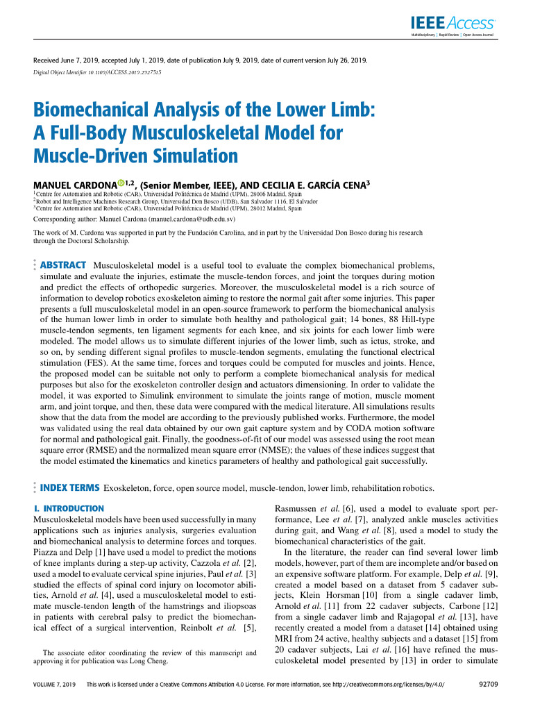 Biomechanical Analysis of The Lower LimbA Full-Body Musculoskeletal ...