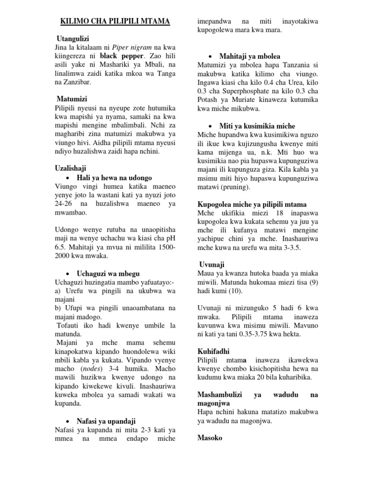 Kilimo Cha Pilipili Mtama | PDF