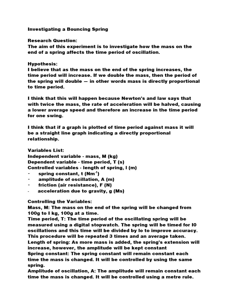 Investigating A Bouncing Spring | PDF | Observational Error | Mass