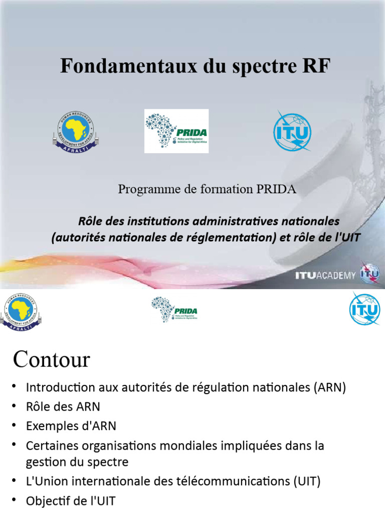 Session I - Fondamentaux Du Spectre RF - Rôle Des ARN Et de lUIT | PDF ...