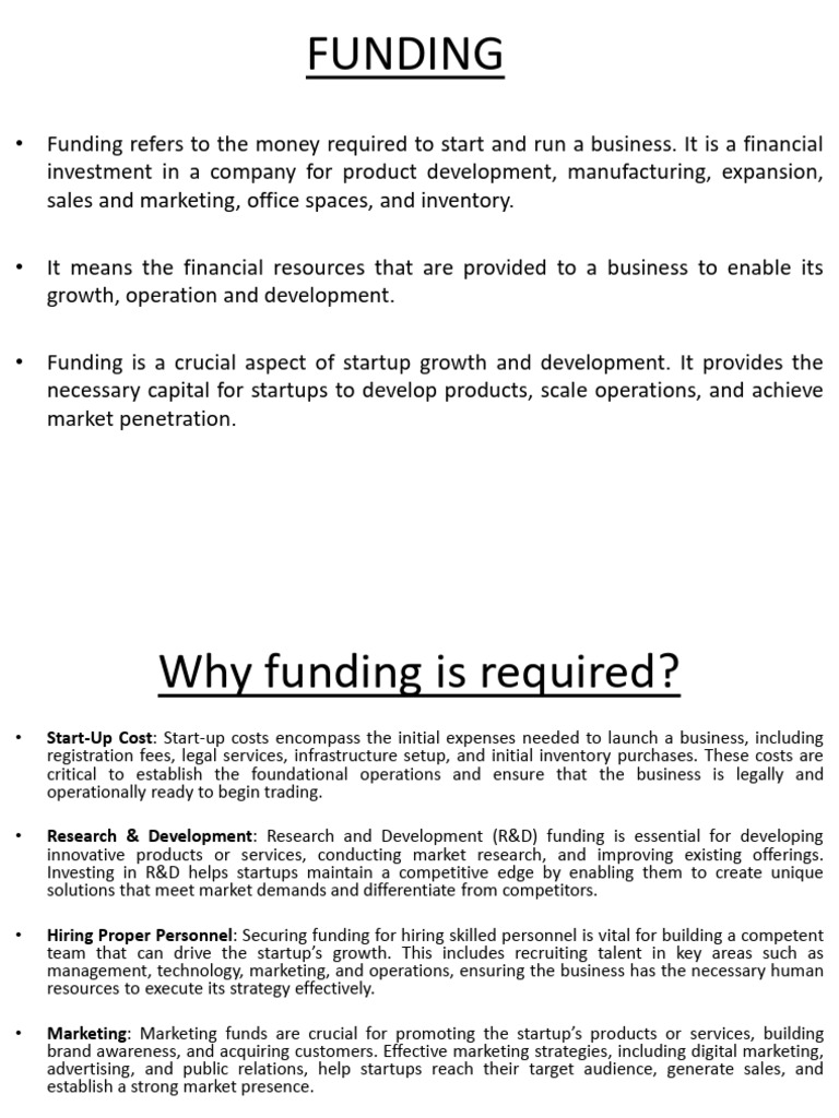 FUNDING | PDF | Startup Company | Small Business & Entrepreneurs