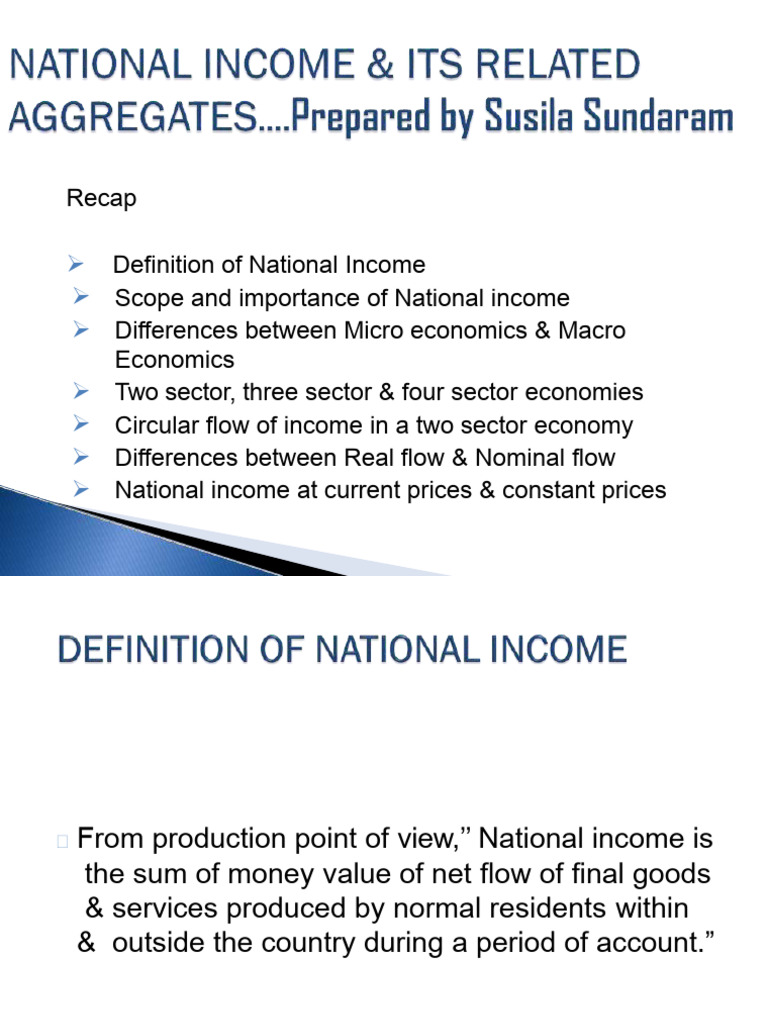 National Income & Its Aggregates | PDF | Measures Of National Income ...
