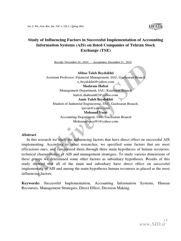Kel 4 Beydokhti Et Al 2011 Study of Influencing Factors in Successful Implementation Accounting ...