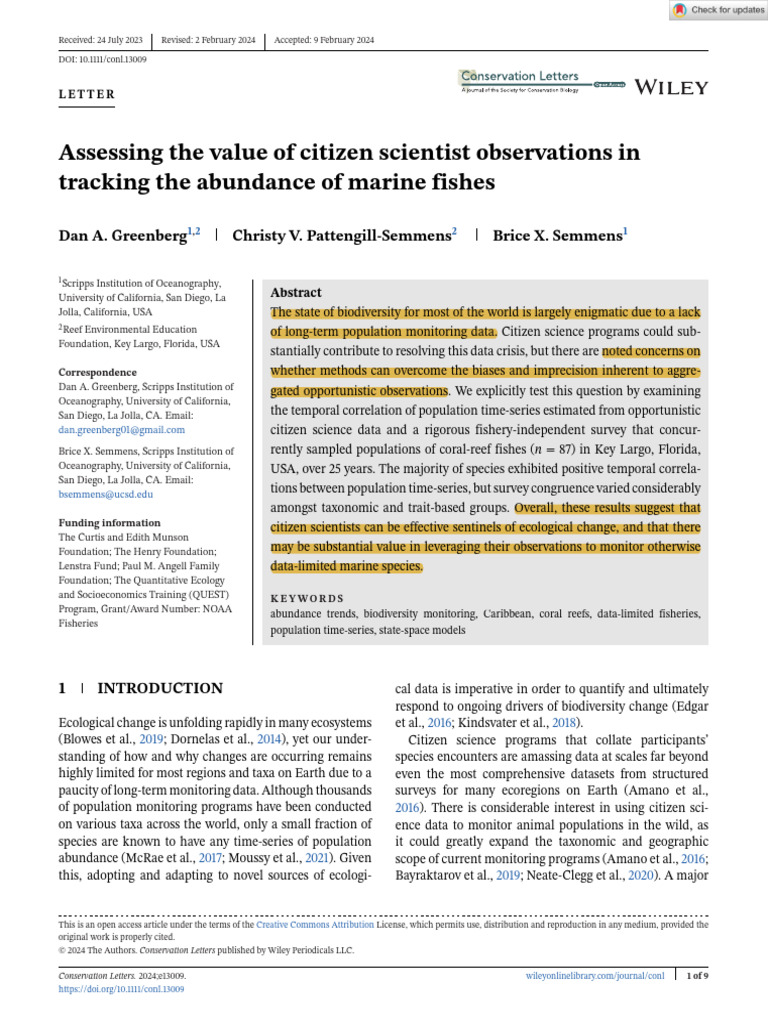 Conservation Letters - 2024 - Greenberg - Assessing The Value of ...