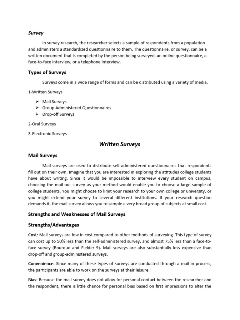 Types and Benefits of Survey Research | PDF | Survey Methodology ...