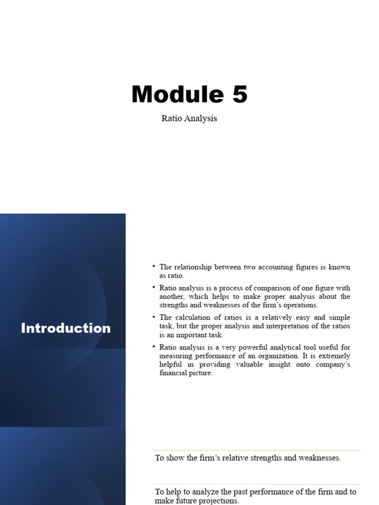 Module 5 - Ratio Analysis | PDF | Peg Ratio | Price–Earnings Ratio