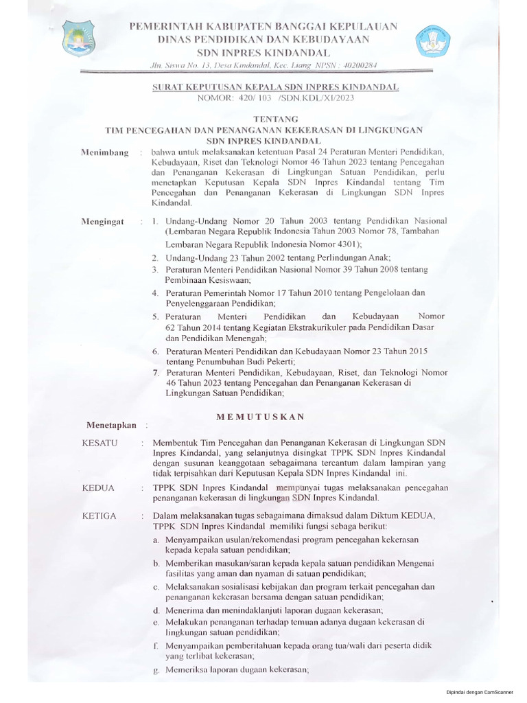 SK TPPK SDan Impres Kindandal | PDF