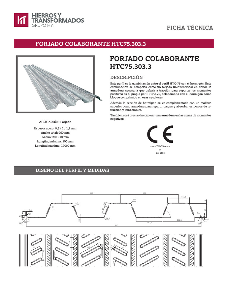 FORJADO Colaborante HTC75 | PDF | Hormigón | Acero