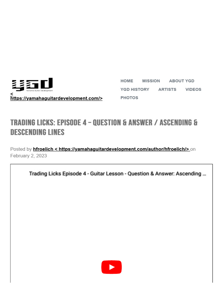Yamaha Guitar Development - Trading Licks: Episode 4 - Question & Answer: Ascending & Descending ...