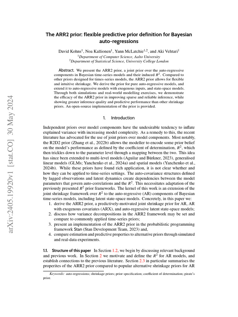 The ARR2 Prior: Flexible Predictive Prior Definition For Bayesian Auto ...