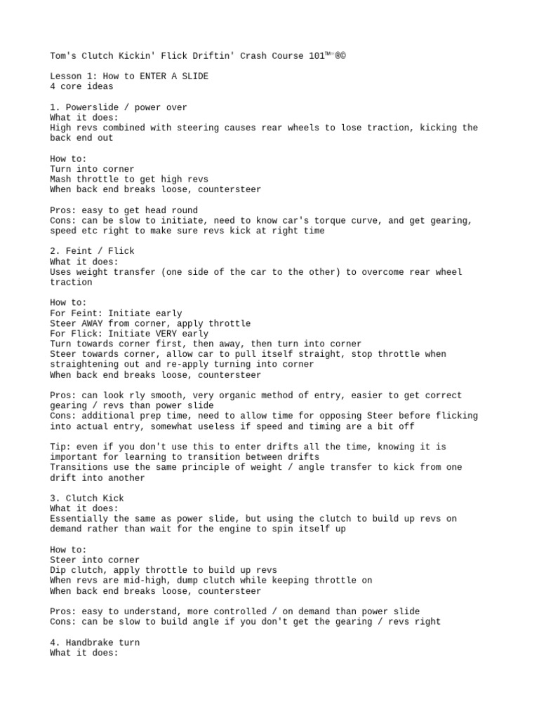 Drifting Guide | Download Free PDF | Automotive Technologies | Land Transport