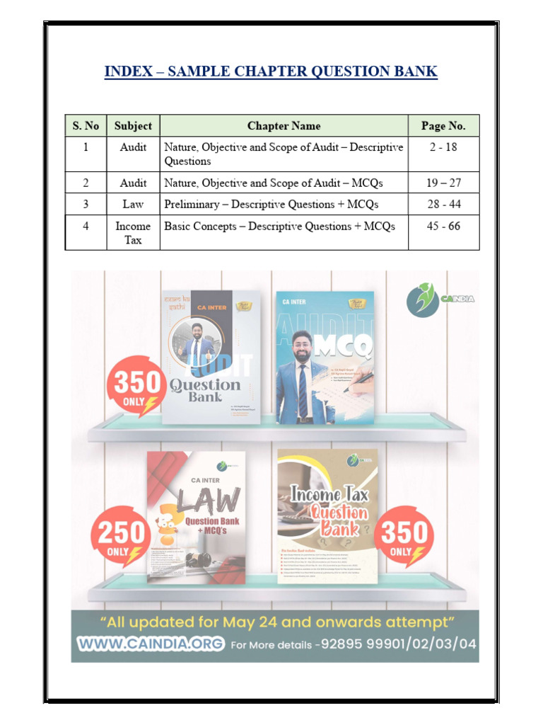 Sample Question Bank Chapters | PDF | Financial Audit | Audit