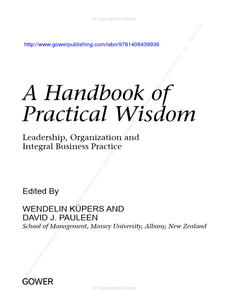A Handbook of Practical Wisdom Intro | PDF | Wisdom | Praxis (Process)