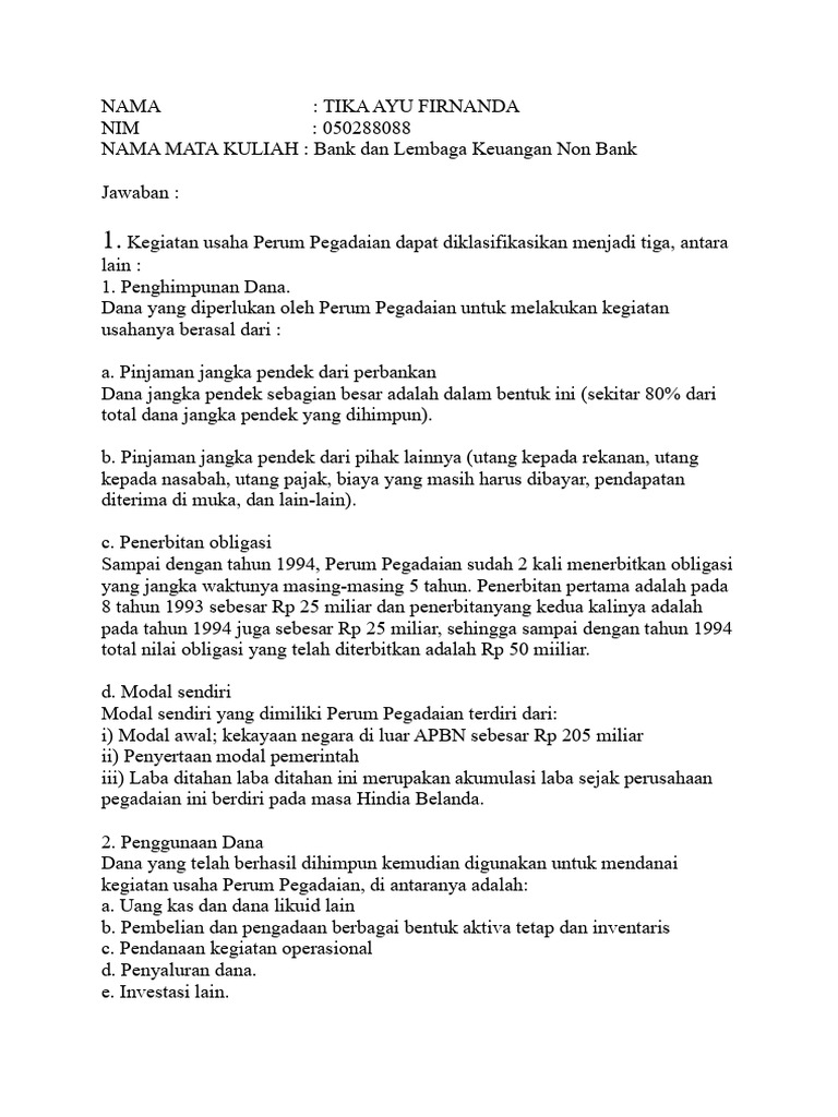 Tugas 3 Bank Dan Lembaga Keuangan Non Bank | PDF
