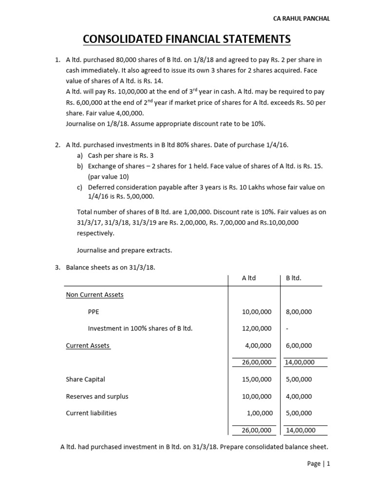 Consolidated Financial Statements Analysis | PDF | Balance Sheet | Dividend