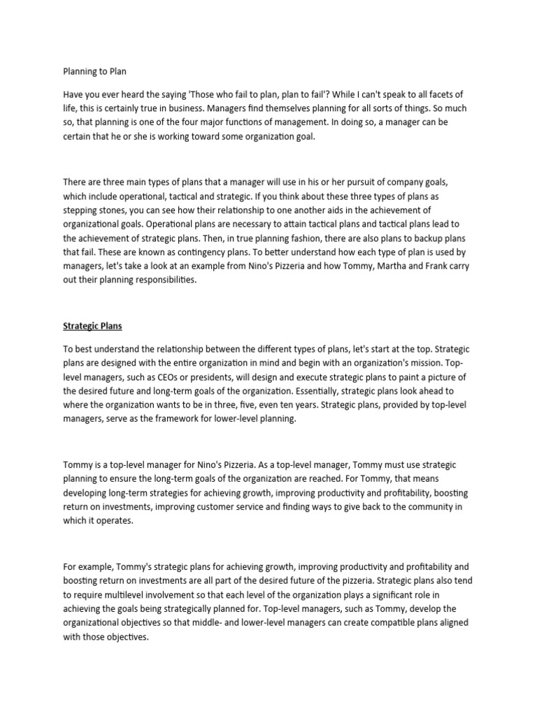 Planning Types | PDF | Strategic Planning | Goal Planning Types | PDF | Strategic Planning | Goal