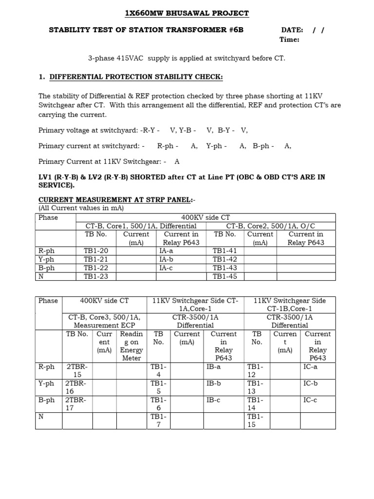 Transformer Stability Test Report | PDF | Electrical Substation | Power ...