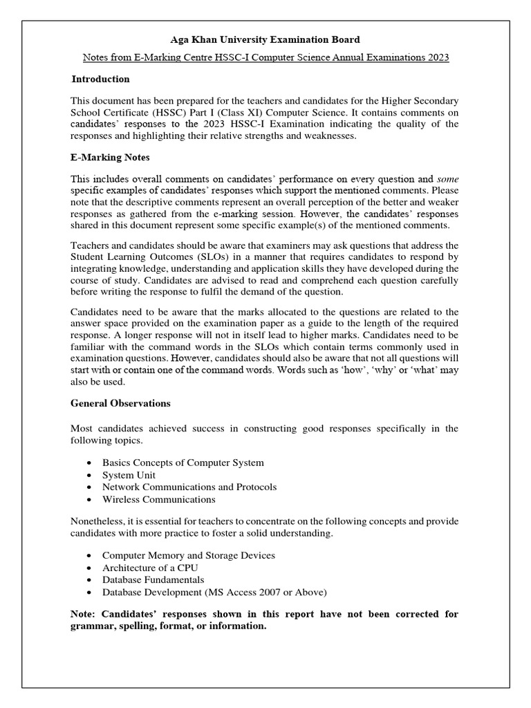 E Marking Notes Computer Science XI | PDF | Pedagogy | Reading ...