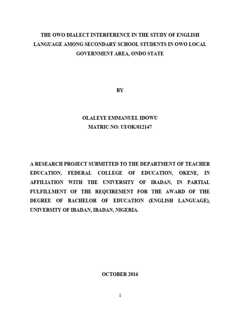 The Owo Dialect Interference in The Stud | PDF | Multilingualism ...
