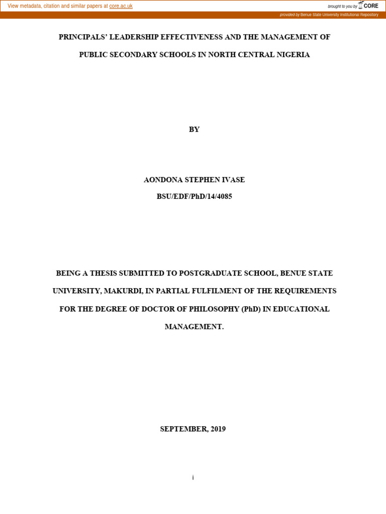Principals' Leadership Effectiveness and The Management of | PDF | Leadership | Teachers