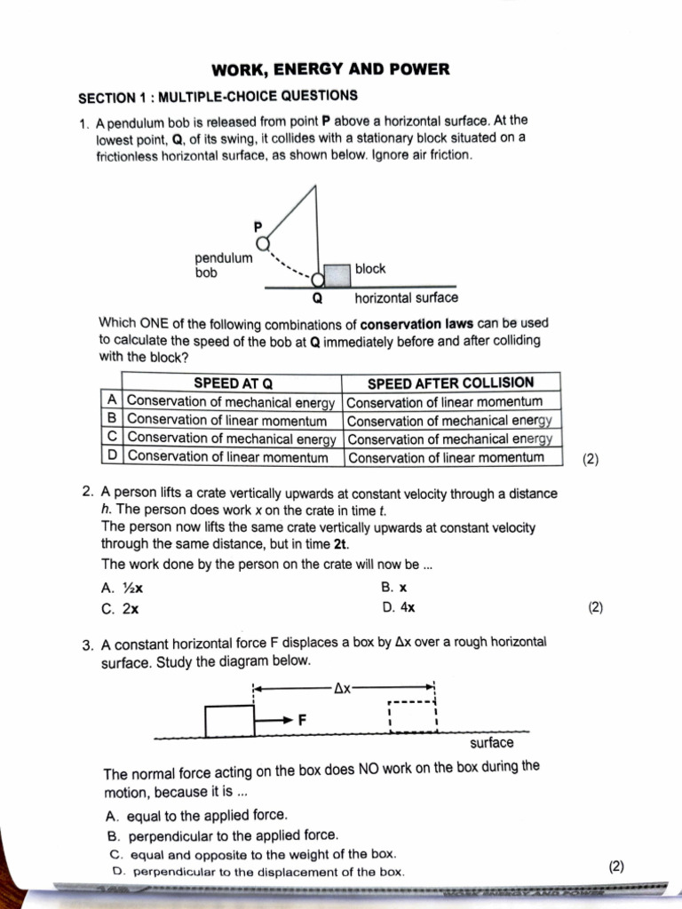 Work, Energy, Power MPC | PDF | Force | Momentum
