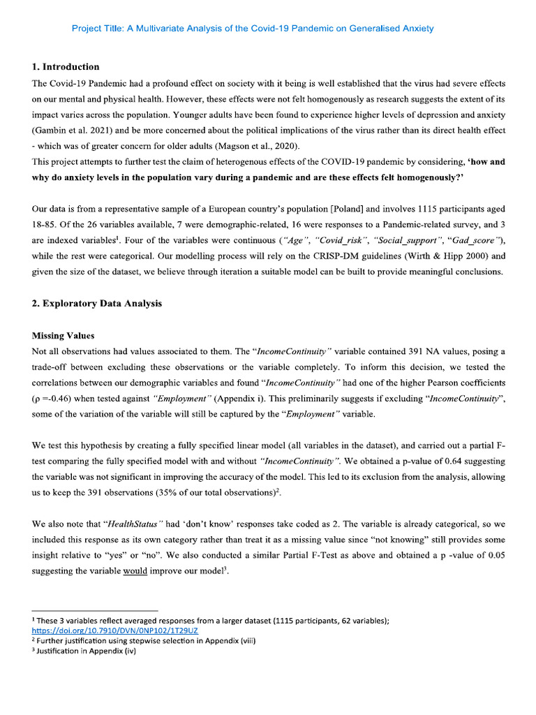 ST201 Project Report 2023 Mark76 | PDF