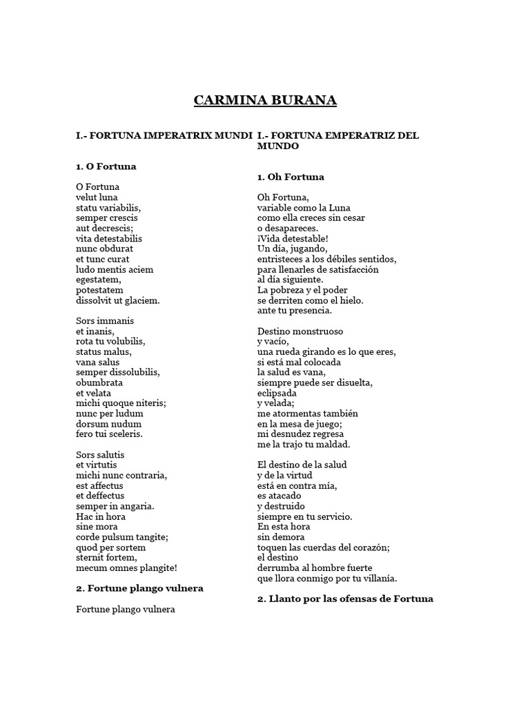 Orff, C., Carmina Burana (1937) | Descargar gratis PDF | Composiciones ...