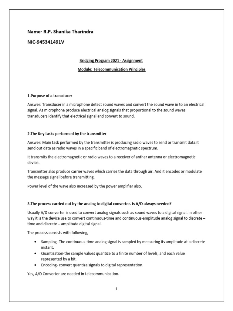 Telecom Basics for Students | PDF | Modulation | Transmitter
