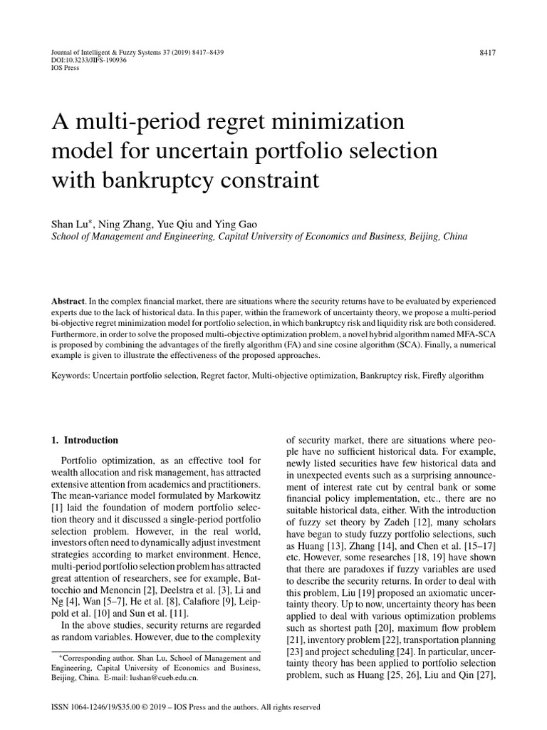 A Multi-Period Regret Minimization Model | PDF | Mathematics