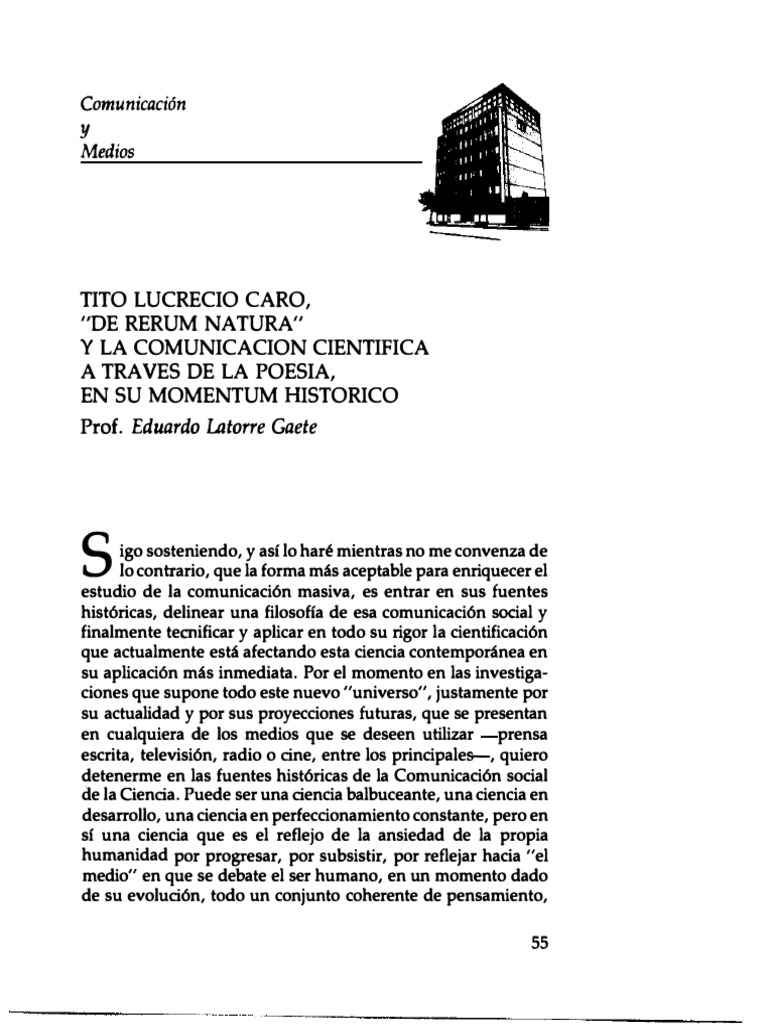 Latorre García, Tito Lucrecio Caro, de Rerum Natura' y La Comunicacion ...