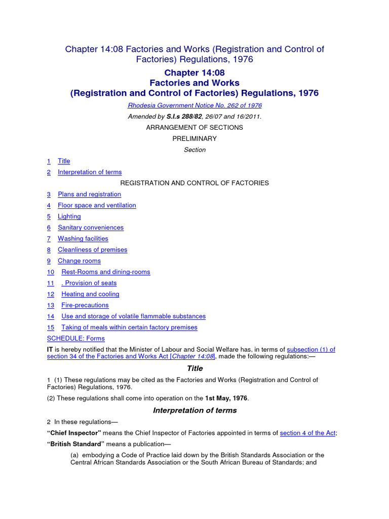 Factory Registration & Control Regulations 1976 | PDF | Firefighting ...