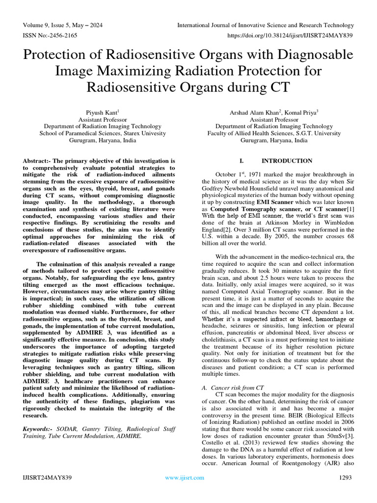 Protection of Radiosensitive Organs With Diagnosable Image Maximizing ...