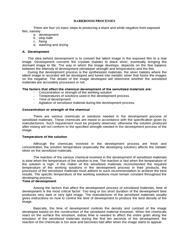 Dark Room Process | PDF | Silver | Scientific Phenomena