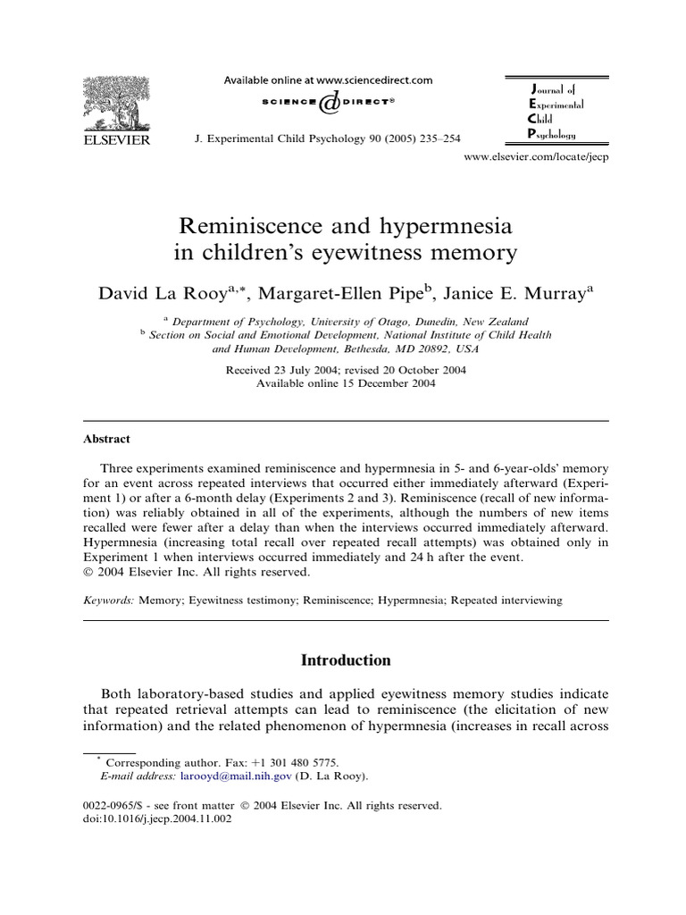 Rooy 2005 Aa | PDF | Recall (Memory) | Memory