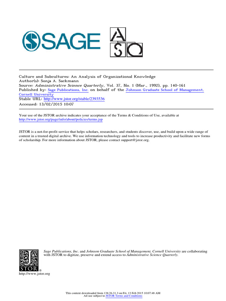 Sackmann 1992 Aa | PDF | Information | Knowledge