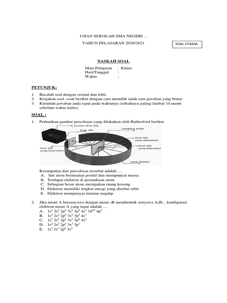 2021 - Naskah Soal Utama Kimia Us. | PDF