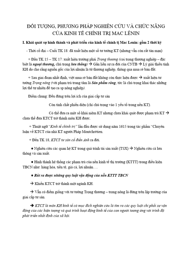 Chương I ĐT PP NC U CNĂNG KTCT MAC LENIN | PDF