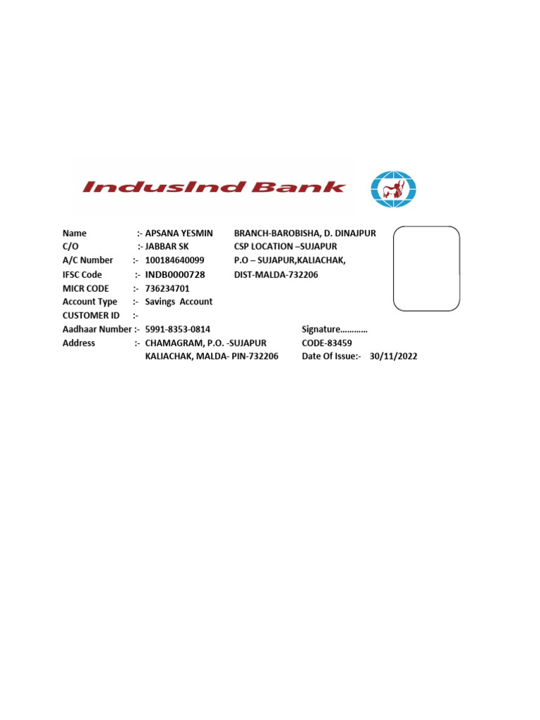 Indusind Bank | PDF | Finance & Money Management