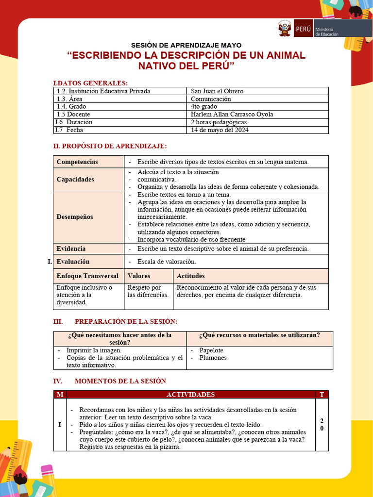 Descripción de Animales Peruanos | PDF | Aprendizaje
