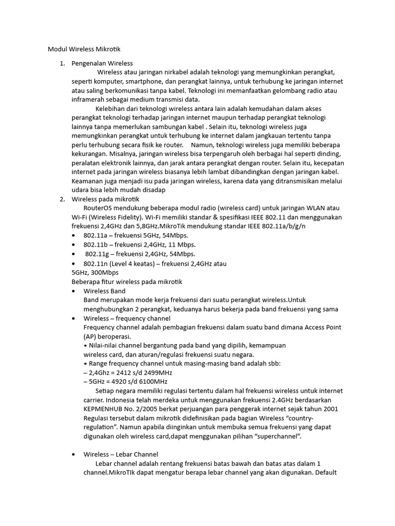 Modul Wireless Mikrotik | PDF